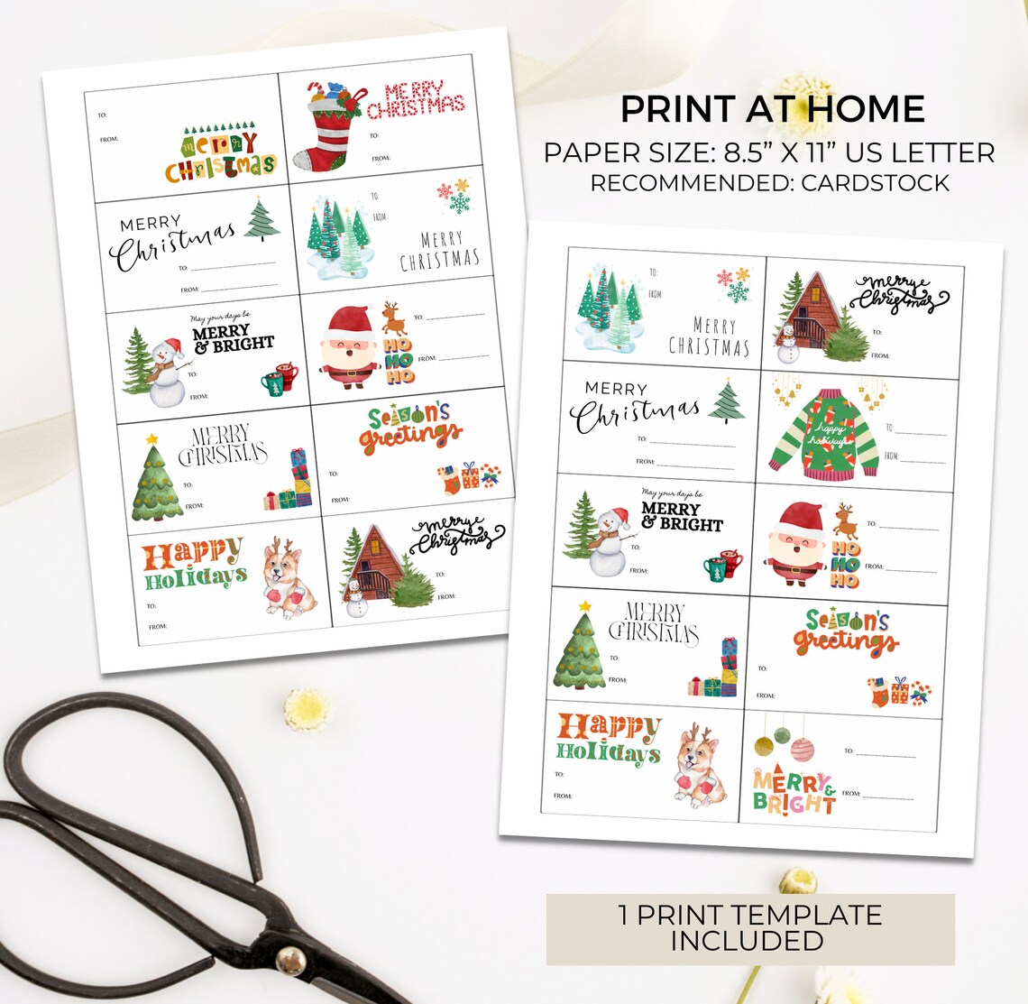 Christmas Gift Tags Template Canva Editable, Printable Holiday Gift Tag ...