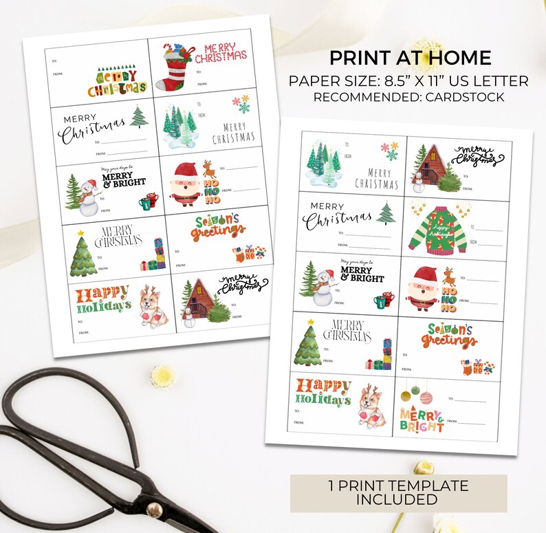 Christmas Gift Tags Template Canva Editable, Printable Holiday Gift Tag ...