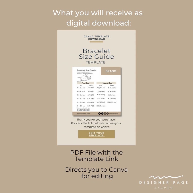 Bracelet Size Chart Template Editable Printable Jewelry - Etsy