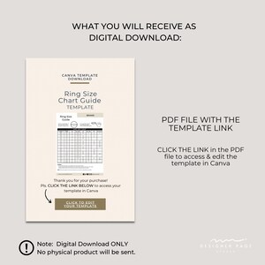 Editable Ring Size Chart Template Canva, Custom Ring Sizing Guide, Ring ...