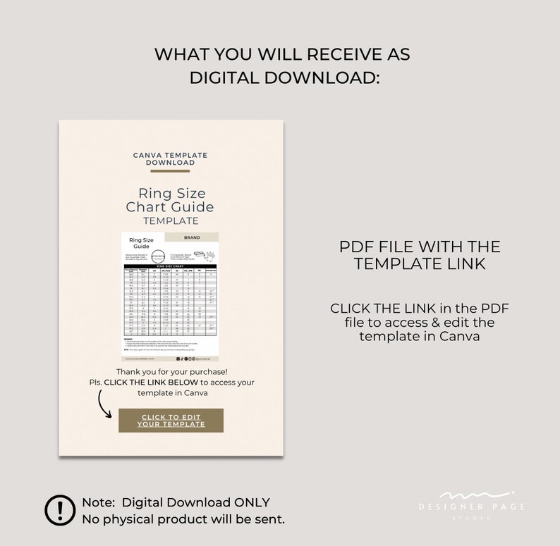 Editable Ring Size Chart Template Canva, Custom Ring Sizing Guide, Ring ...