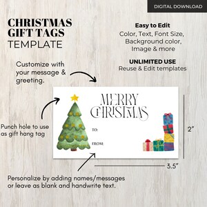 Christmas Gift Tags Template Canva Editable, Printable Holiday Gift Tag ...