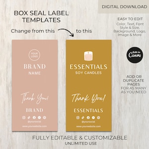 Box Label Template Editable Canva, Mailer Box Seal Label Stickers ...