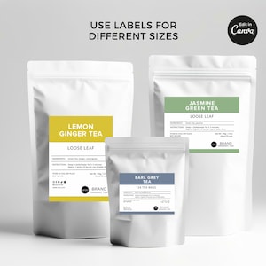 Tea Bag Labels Template Editable Canva, Minimalist Tea Pouch Label ...