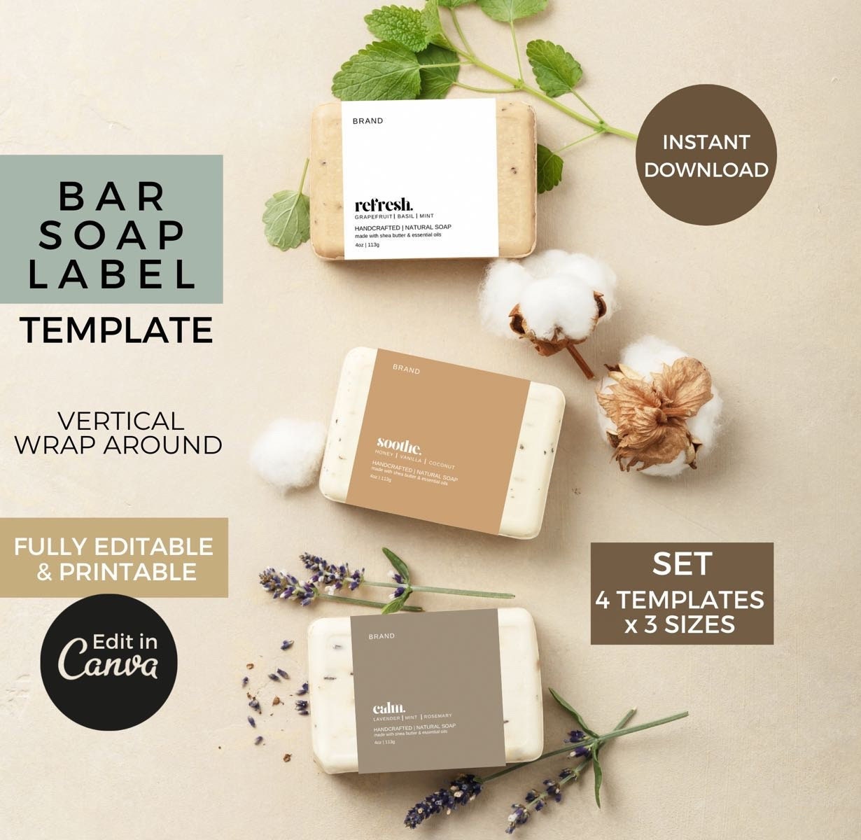 Modern Soap Label Template Editable Bar Soap Labels - Etsy