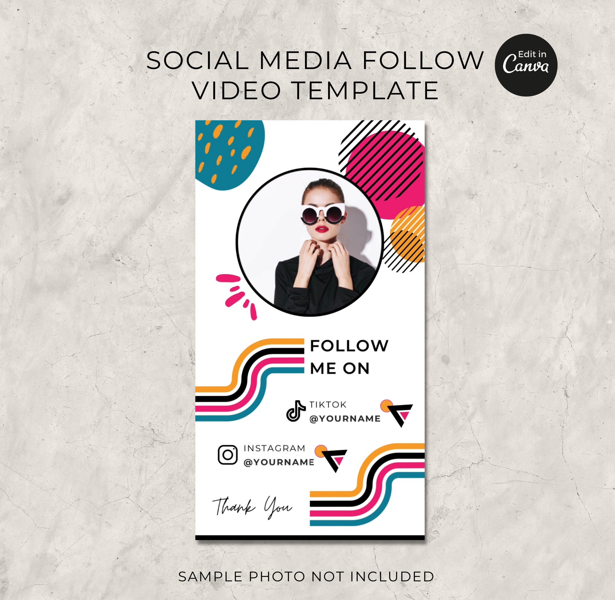Follow Me on Tiktok Template Canva, Editable Tiktok Post Video ...