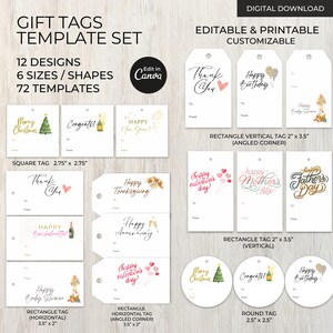 Editable Gift Tags Template Canva, Printable Favors Tag Set, Custom ...