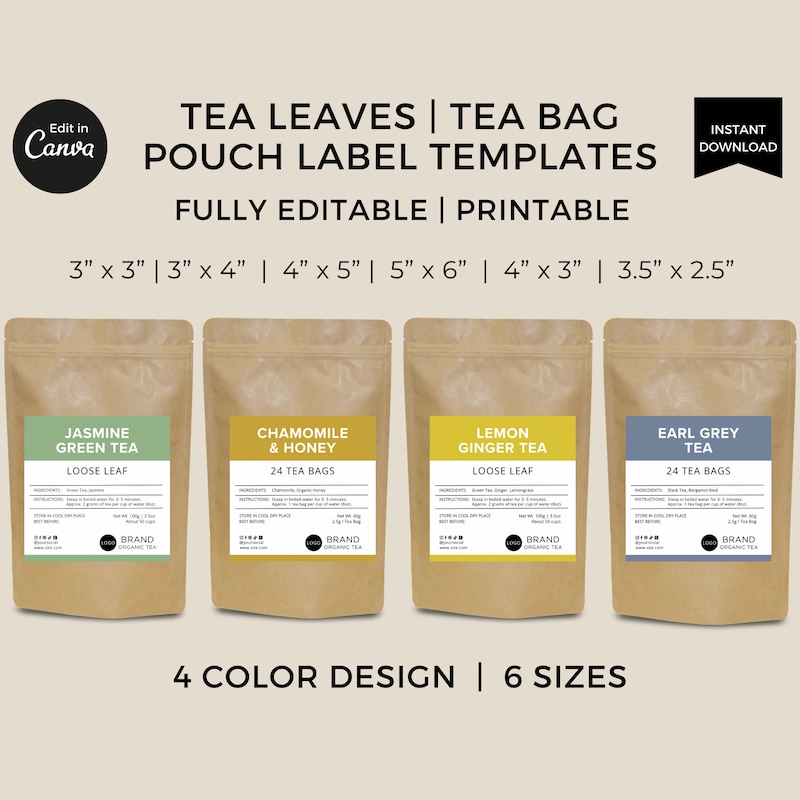 Printable Tea Bag - Etsy