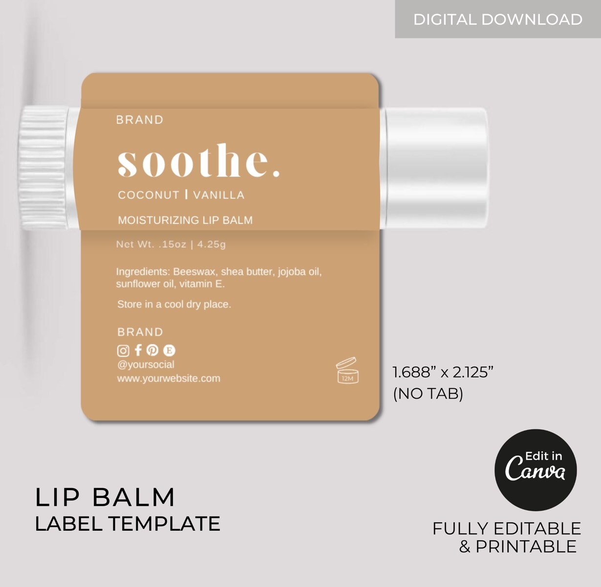 Editable Lipbalm Template Canva, Printable Lip Balm Labels Stickers ...