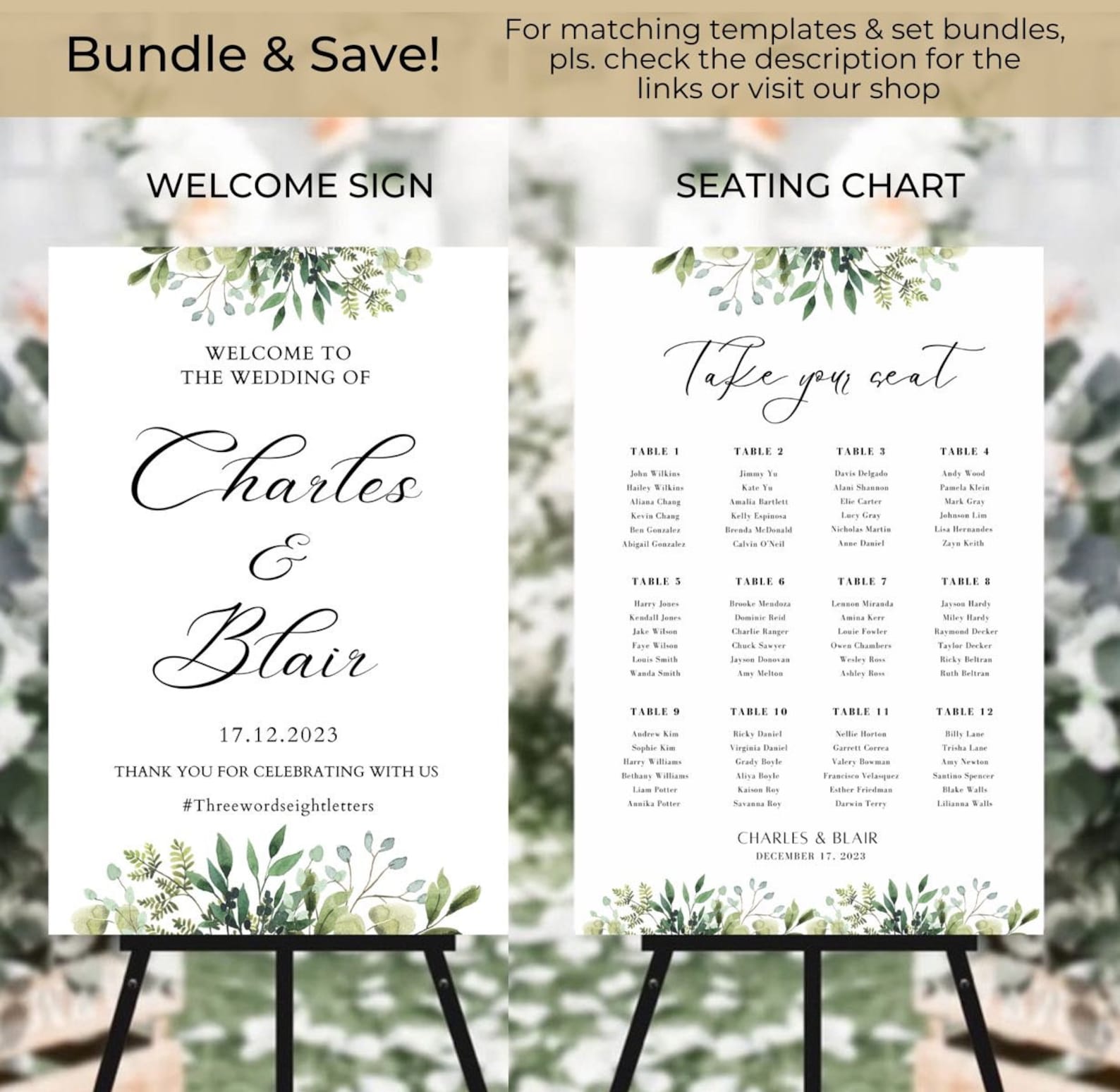 Wedding Guest Seating Charts Template Editable, Printable Wedding ...