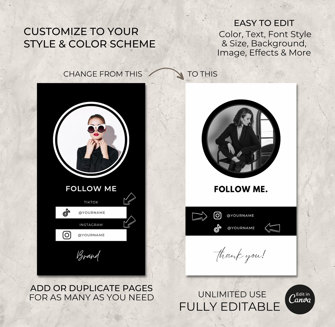 Follow Me on Tiktok Template Canva, Editable Tiktok Post Video ...