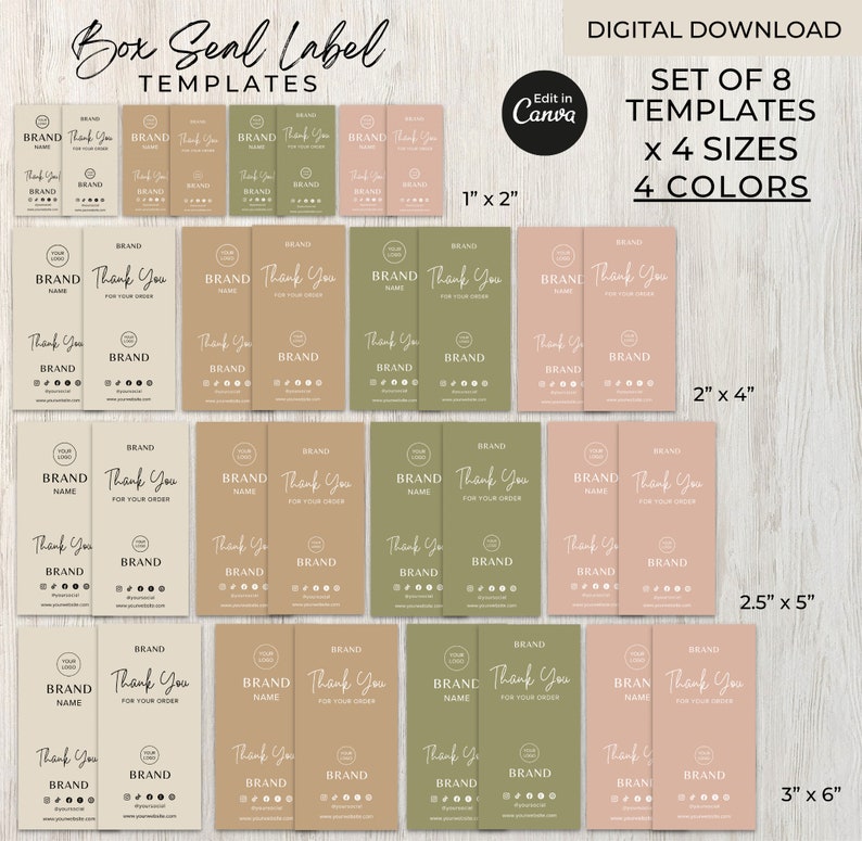 Editable Box Labels Template Canva, Mailer Box Seal Label Sticker ...