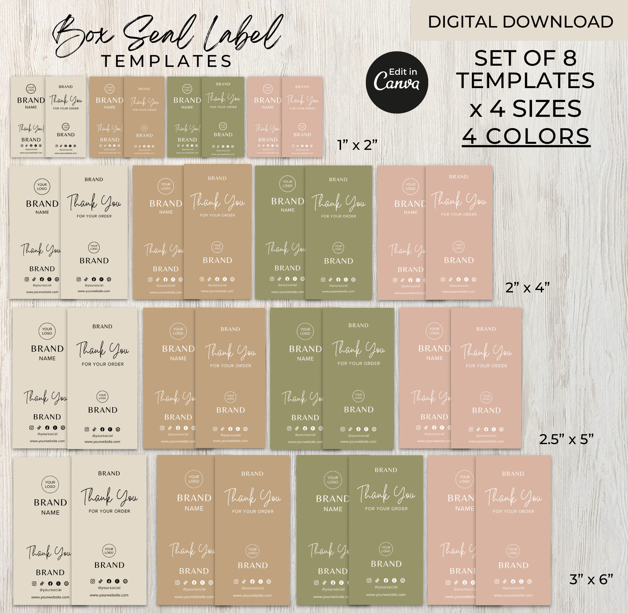 Editable Box Labels Template Canva, Mailer Box Seal Label Sticker ...