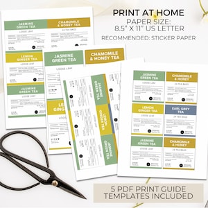 Tea Bag Labels Template Editable Canva, Minimalist Tea Pouch Label ...