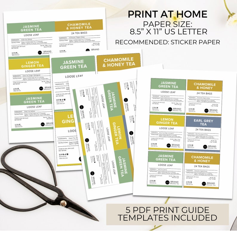 Tea Bag Labels Template Editable Canva, Minimalist Tea Pouch Label ...