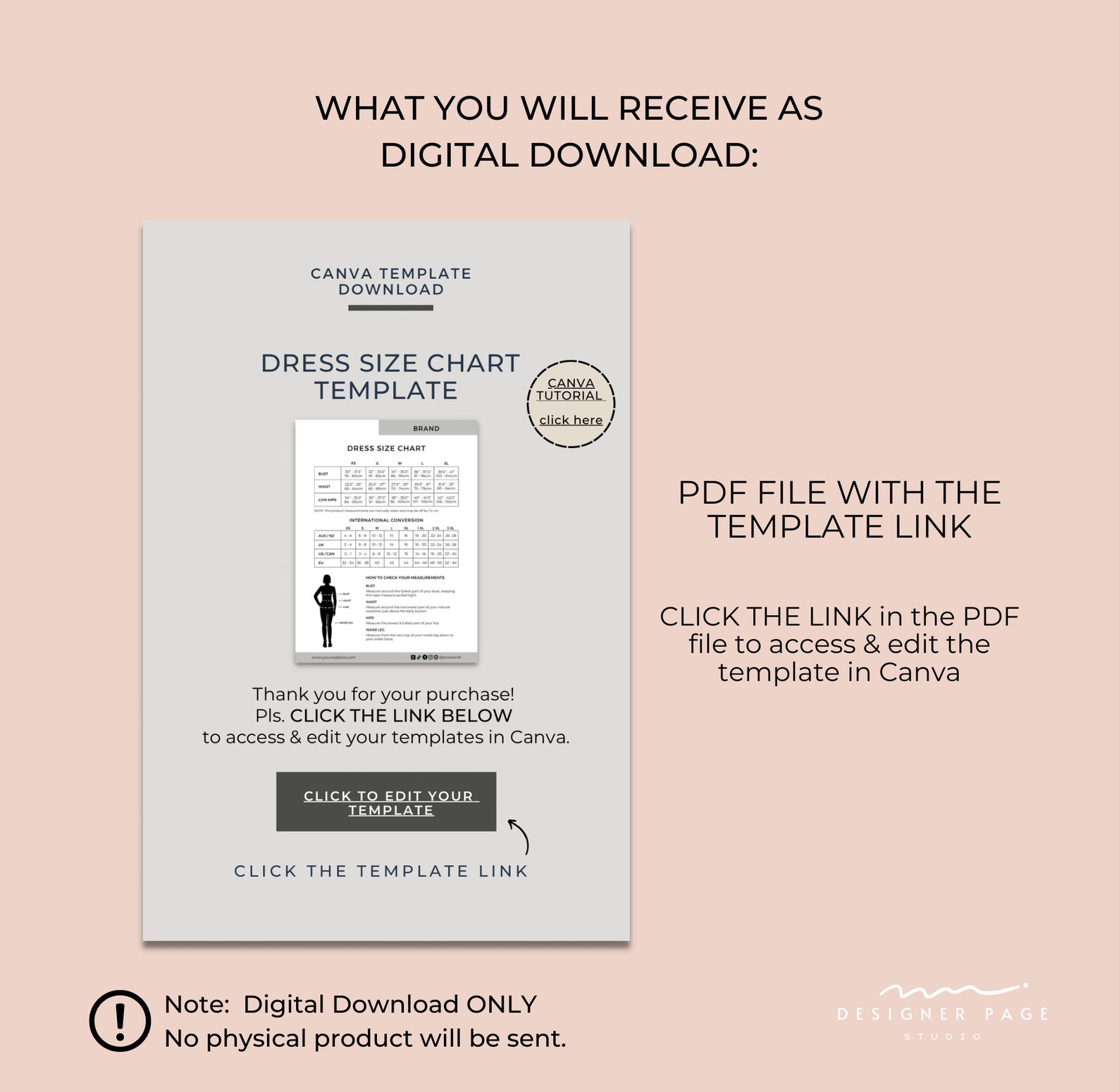 Editable Dress Size Chart Template Canva, Womens Dress Sizes Guide ...