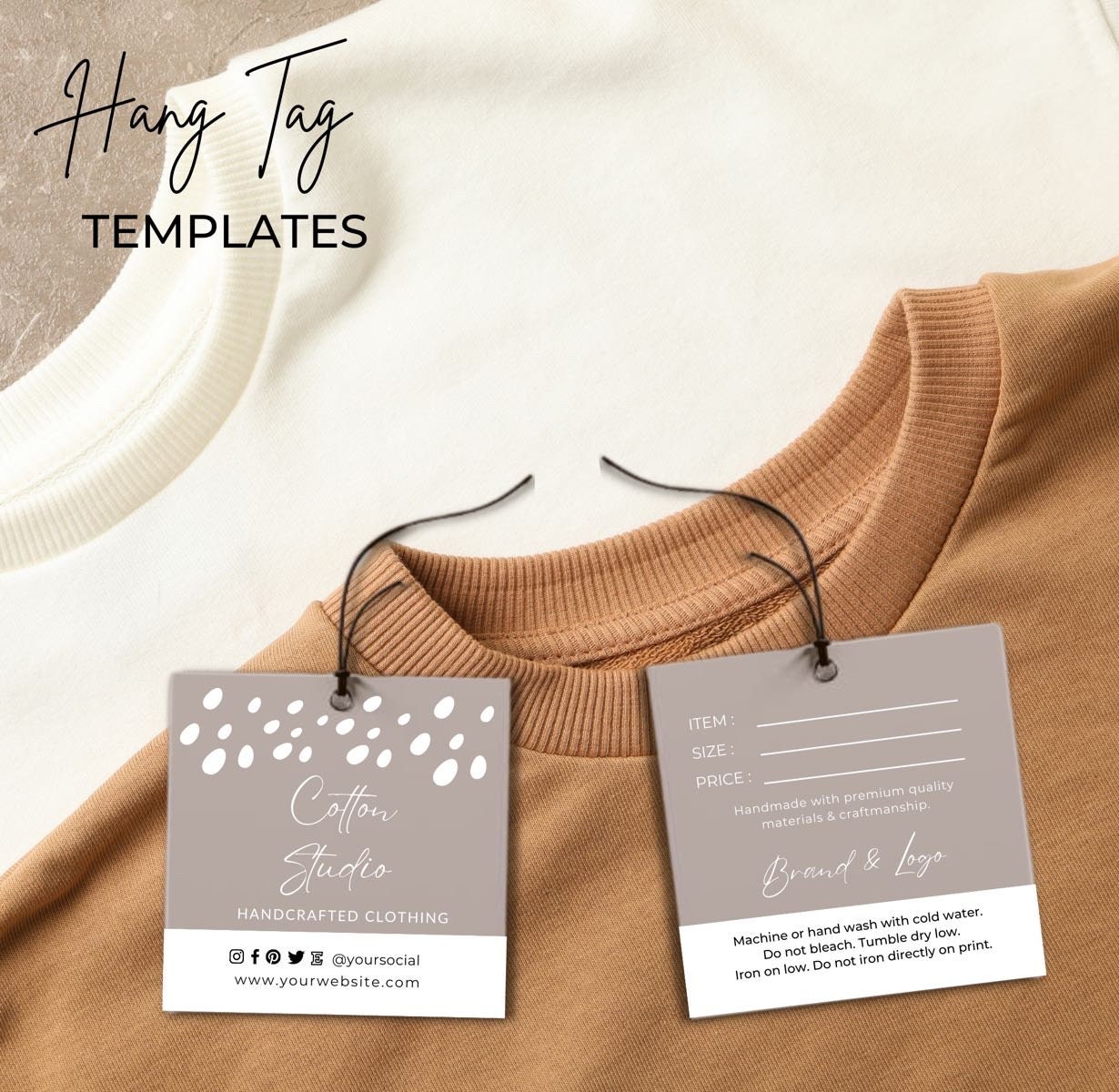 Printable Clothes Label Tags Template Canva, Editable Clothing Care ...