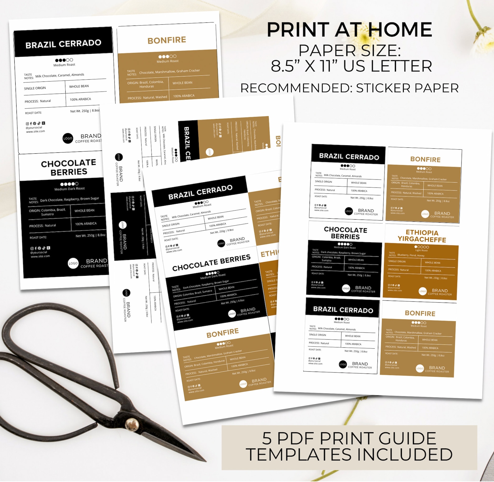 Coffee Bag Labels Template Editable Canva, Minimalist Coffee Pouch ...