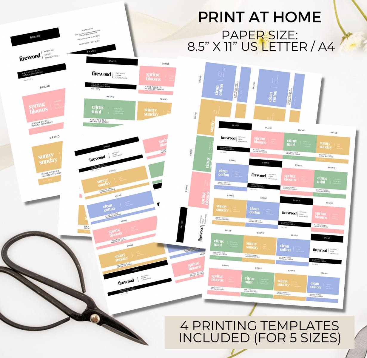 Modern Candle Label Template Canva, Candle Labels Printable, Editable ...