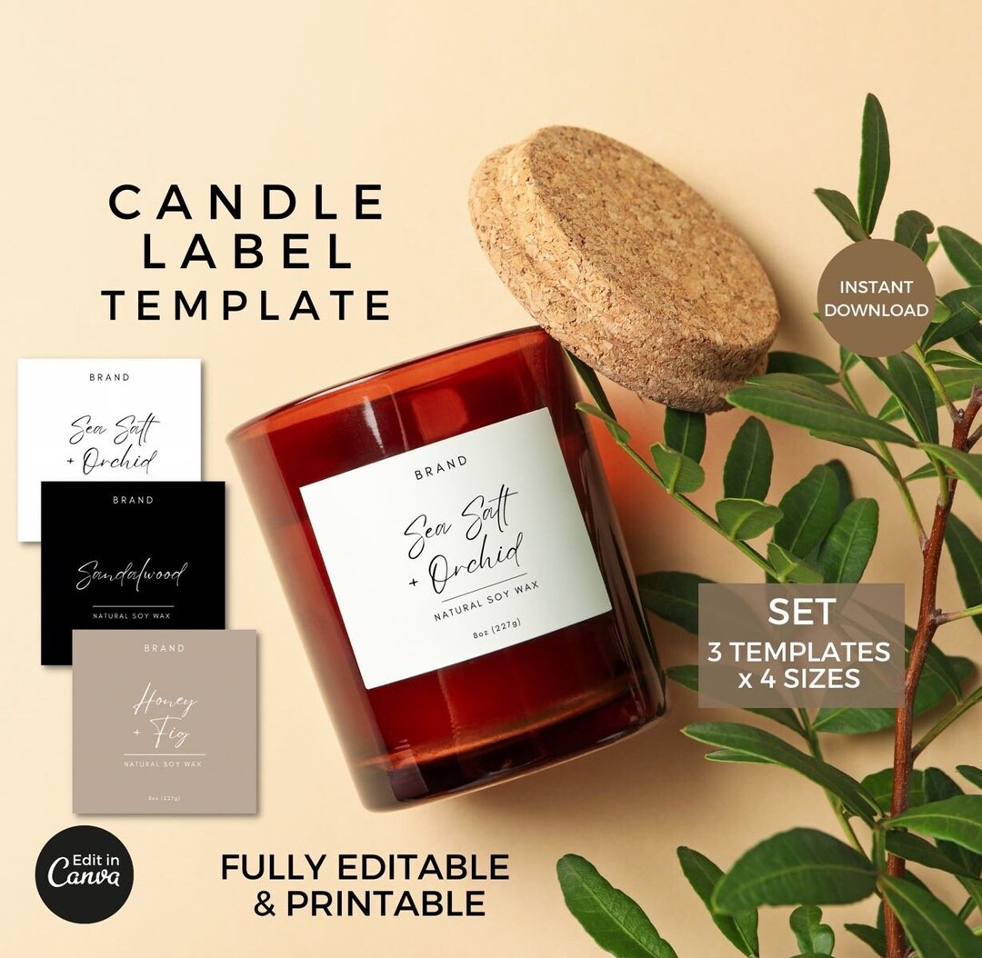 Candle Label Template Canva, Modern Candle Label Printable, Scented ...
