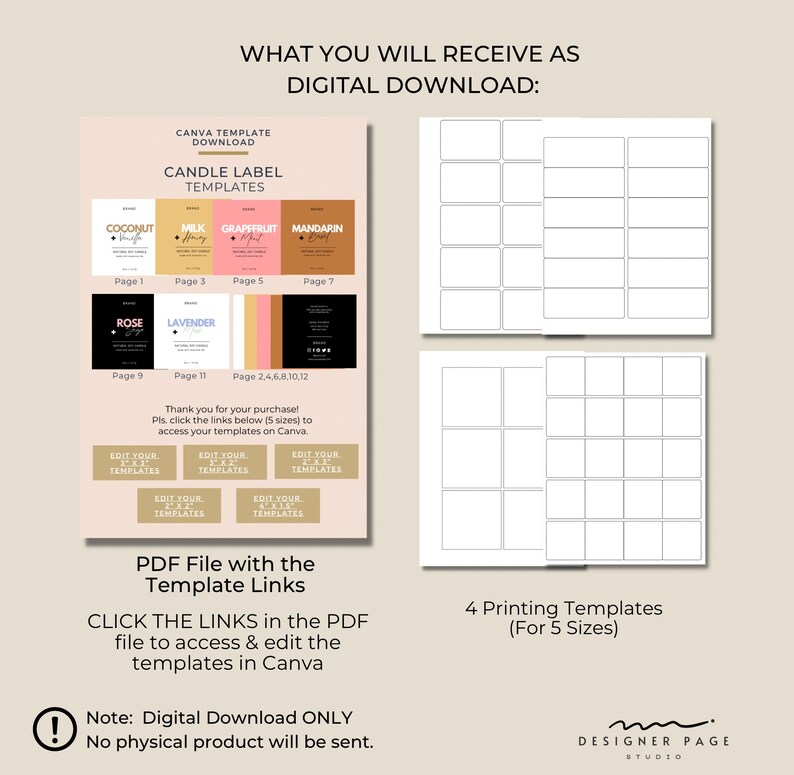 Editable Candle Label Template Canva, Modern Candle Labels Printable ...