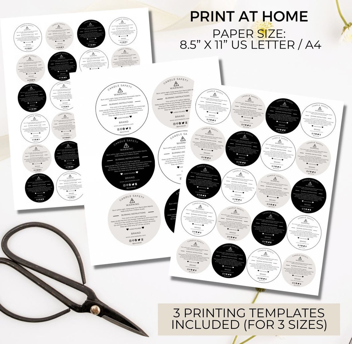 Candle Safety Label Template Editable Printable Candle - Etsy