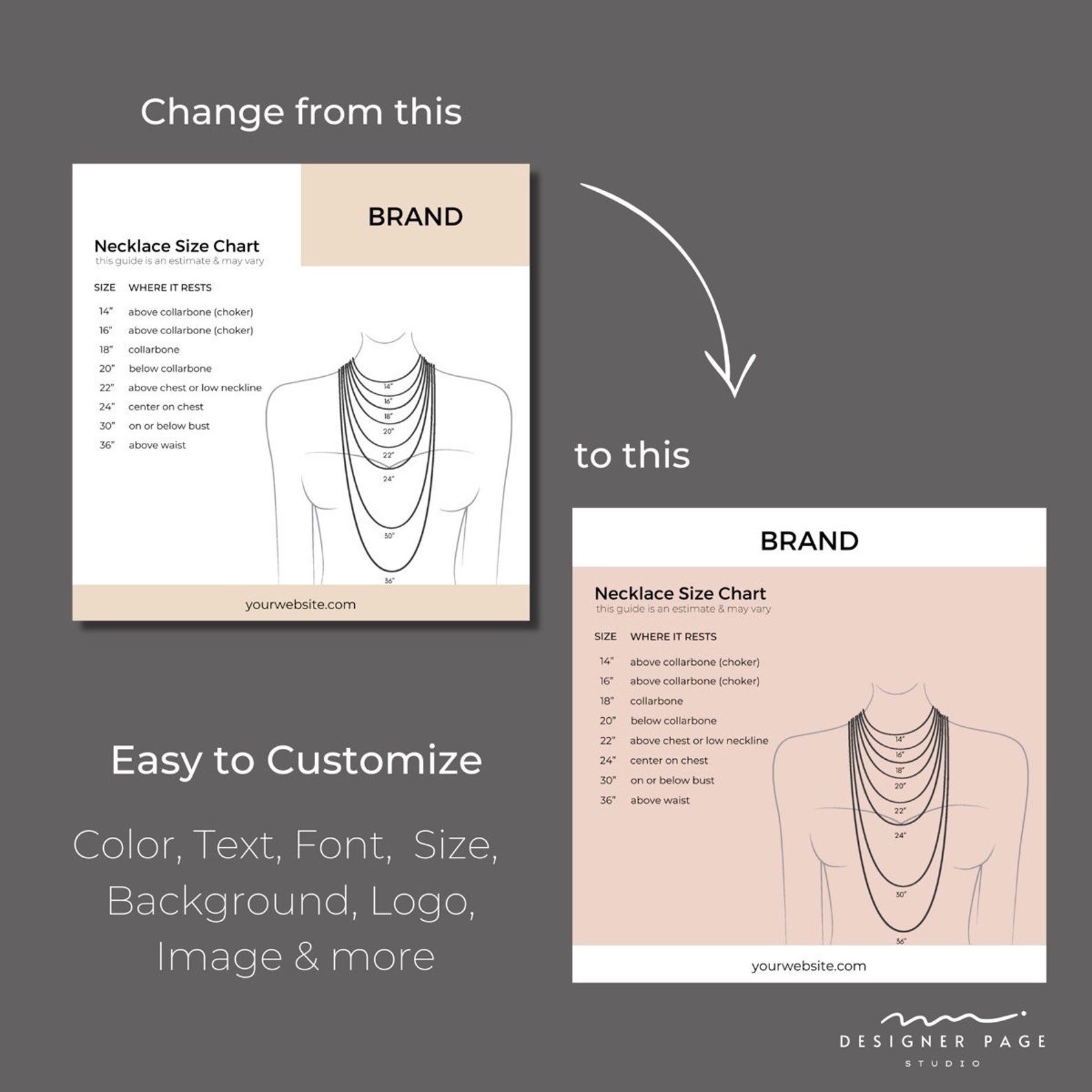 Editable Necklace Size Chart Template Printable Necklace - Etsy