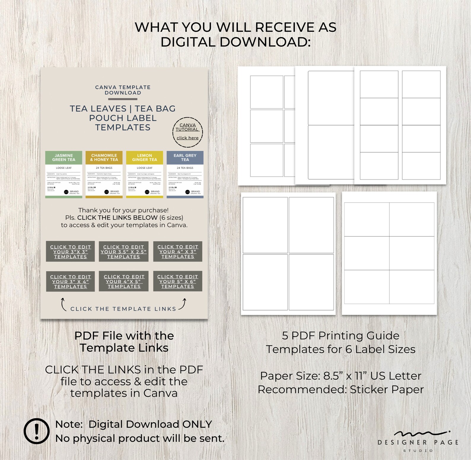 Tea Bag Labels Template Editable Canva, Minimalist Tea Pouch Label ...