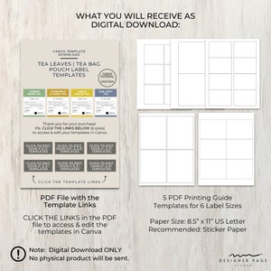 Tea Bag Labels Template Editable Canva, Minimalist Tea Pouch Label ...