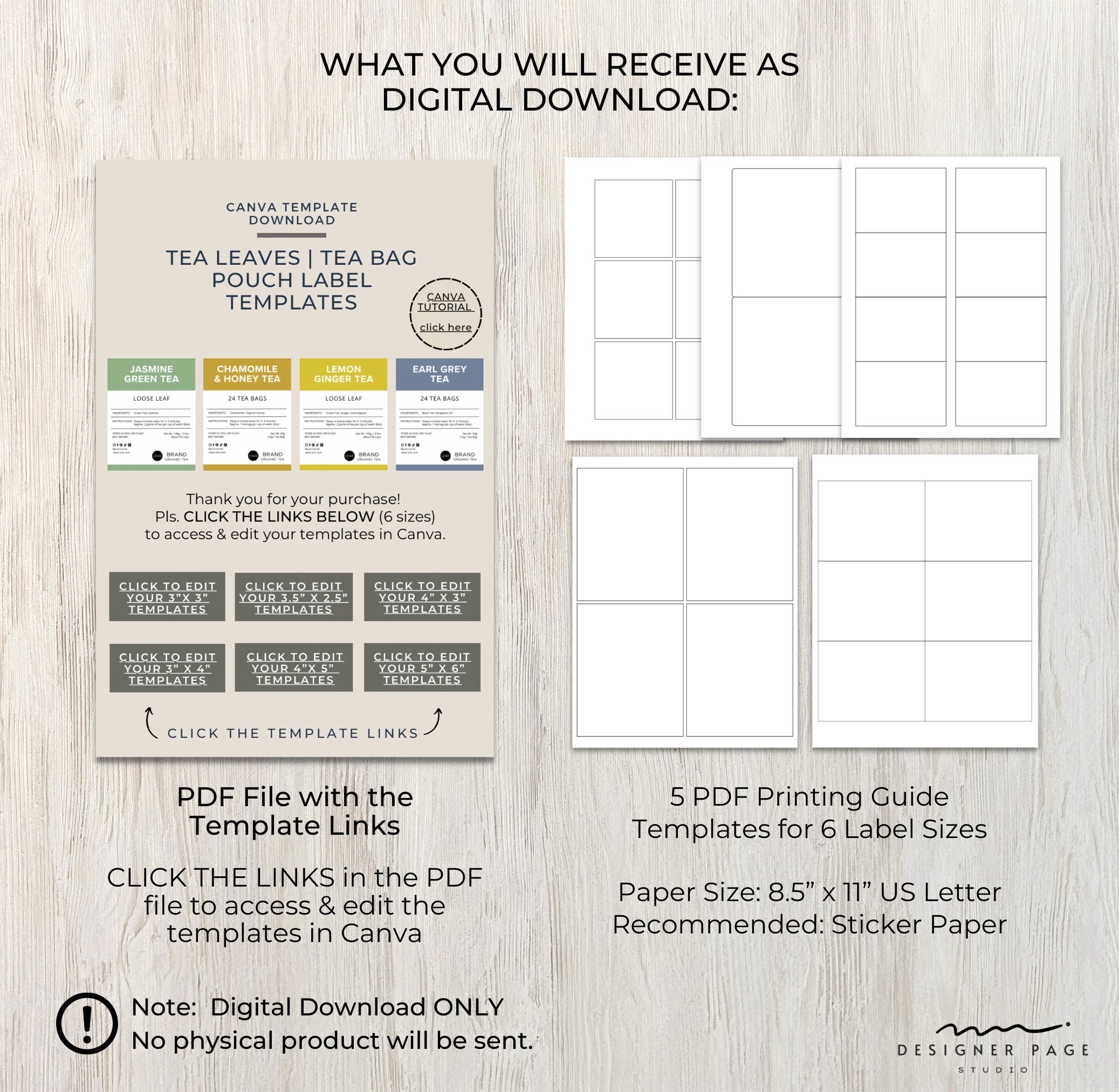 Tea Bag Labels Template Editable Canva, Minimalist Tea Pouch Label ...