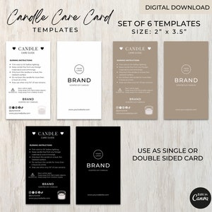 Editable Candle Care Card Template Canva, Printable Candle Safety ...