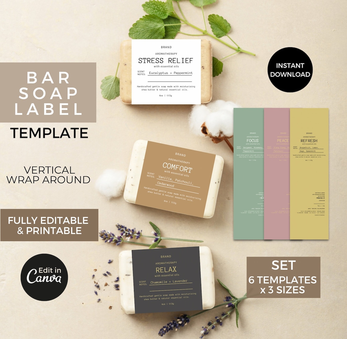 Editable Soap Label Template Canva Bar Soap Labels Printable - Etsy