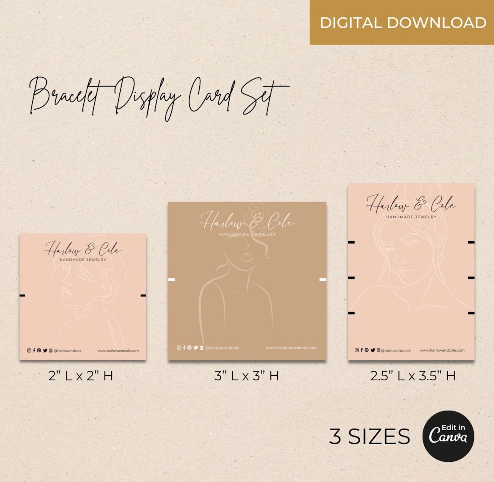 Editable Bracelet Display Card Template Canva, Printable Bracelet Label ...