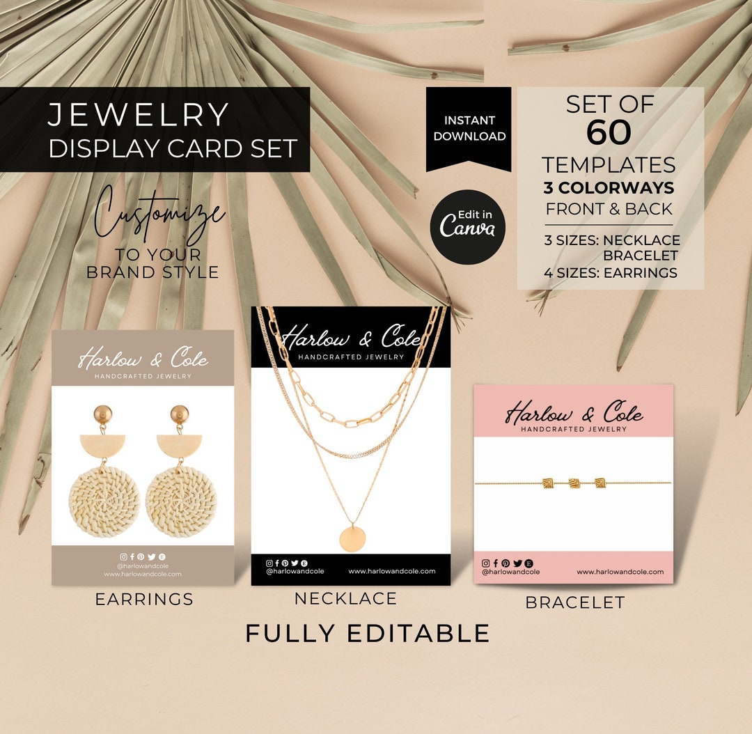 Editable Jewelry Display Card Template Canva, Printable Earrings ...