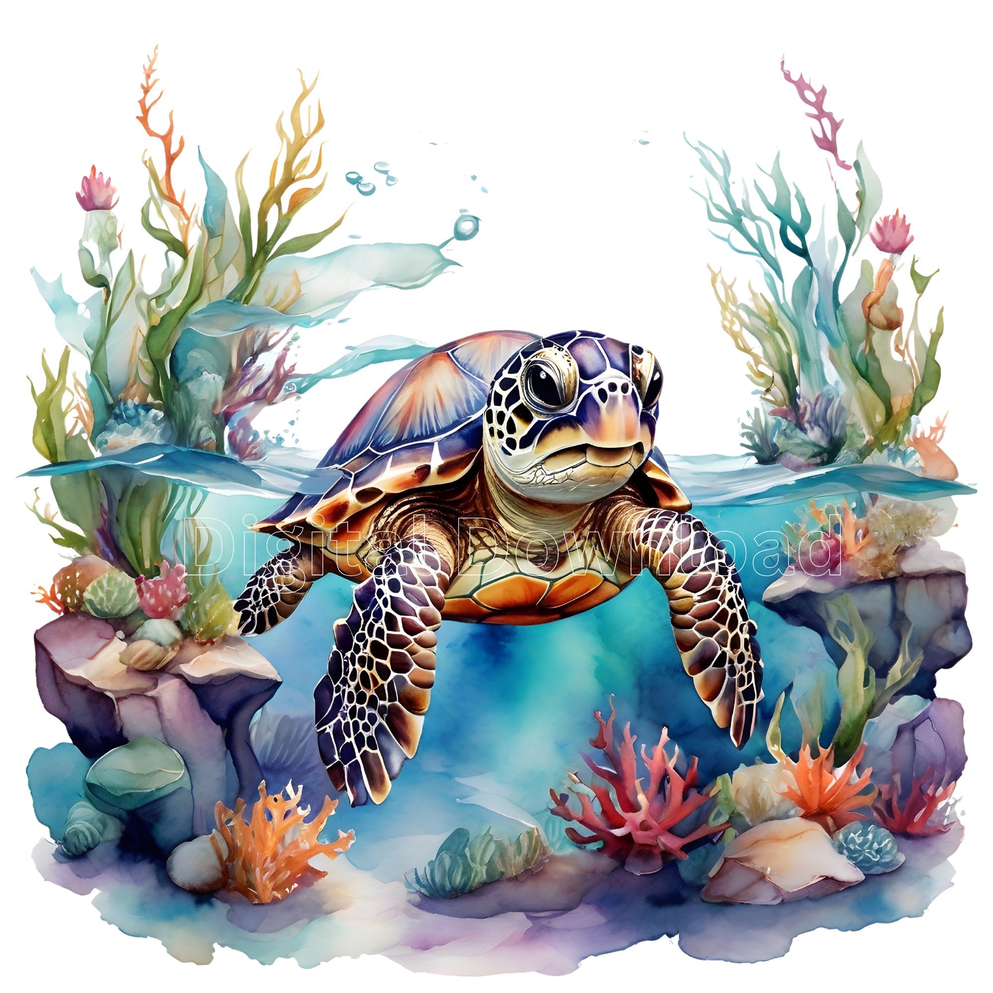 20 Watercolor Sea Turtle Clipart, Turtle PNG, Turtle Clipart, Turtle ...