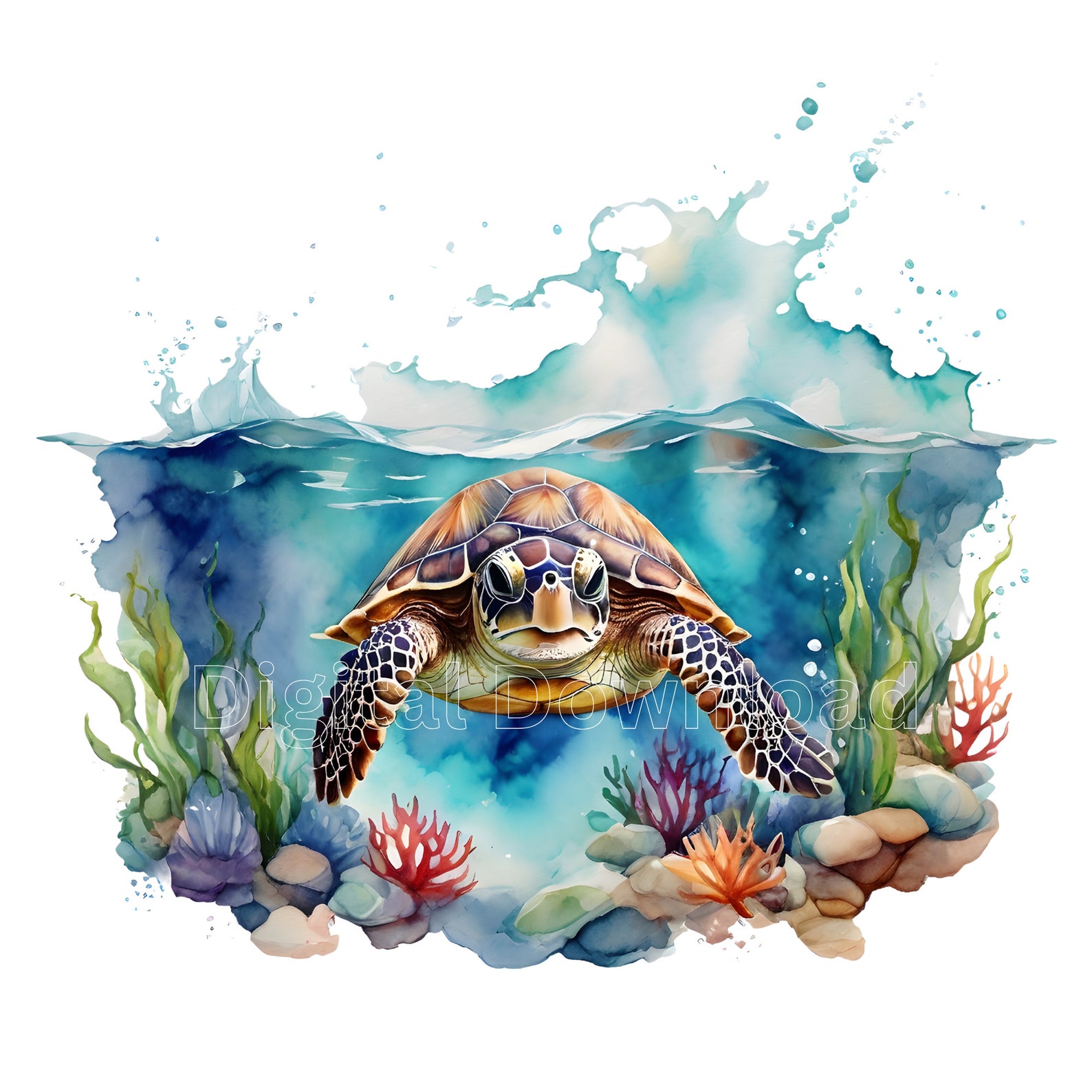20 Watercolor Sea Turtle Clipart, Turtle PNG, Turtle Clipart, Turtle ...