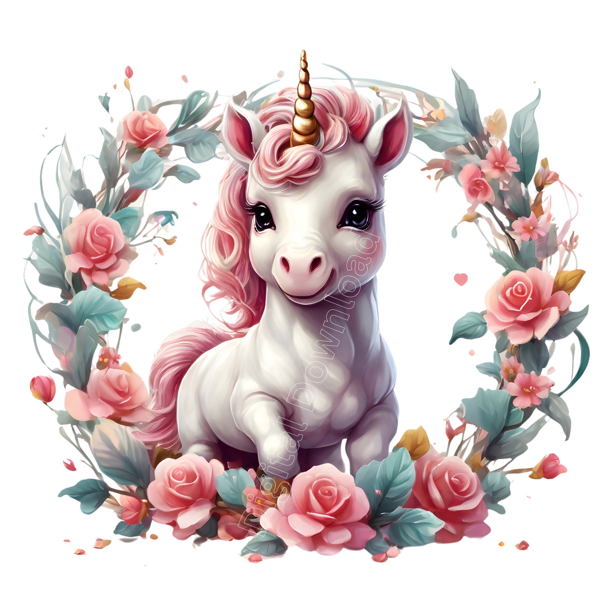 Watercolor Unicorn Clipart Bundle, Cute Unicorn Clipart, Magic Unicorn ...