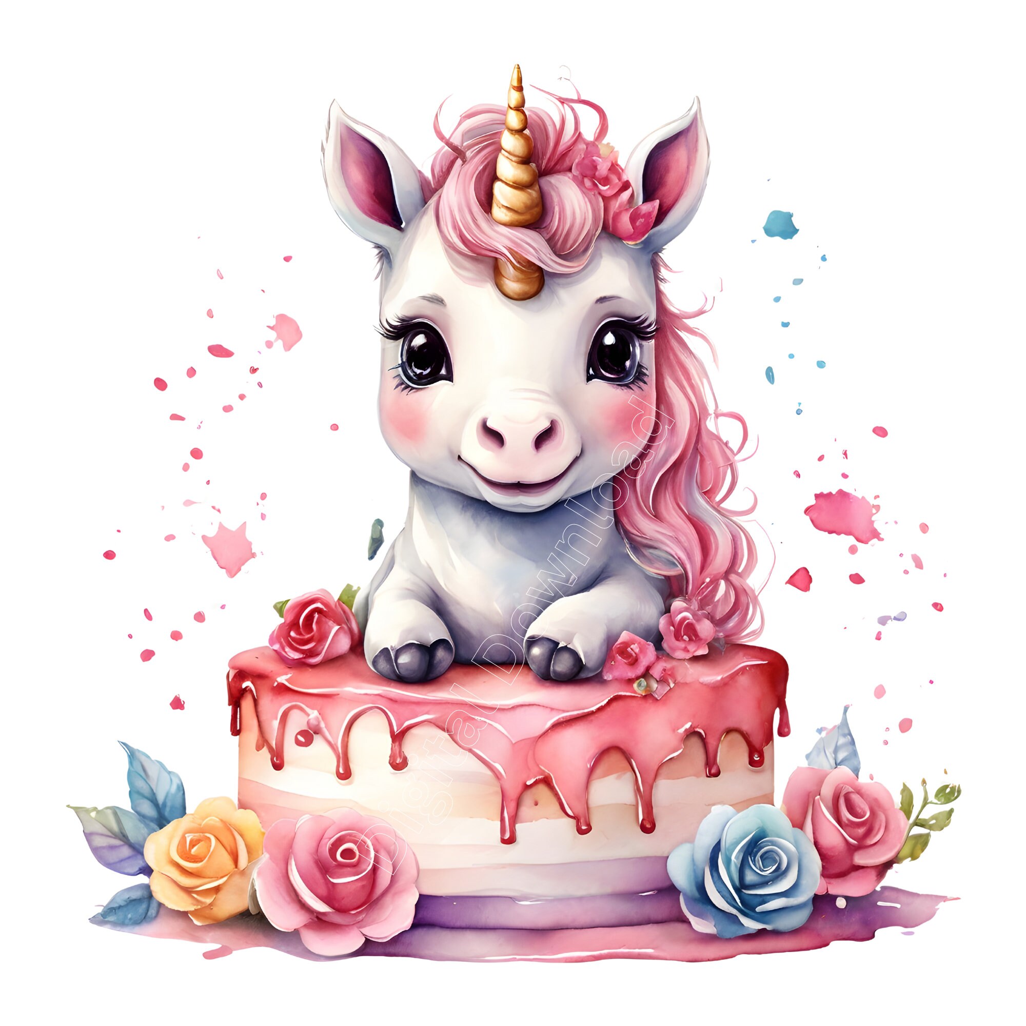 Watercolor Unicorn Clipart Bundle, Cute Unicorn Clipart, Magic Unicorn ...