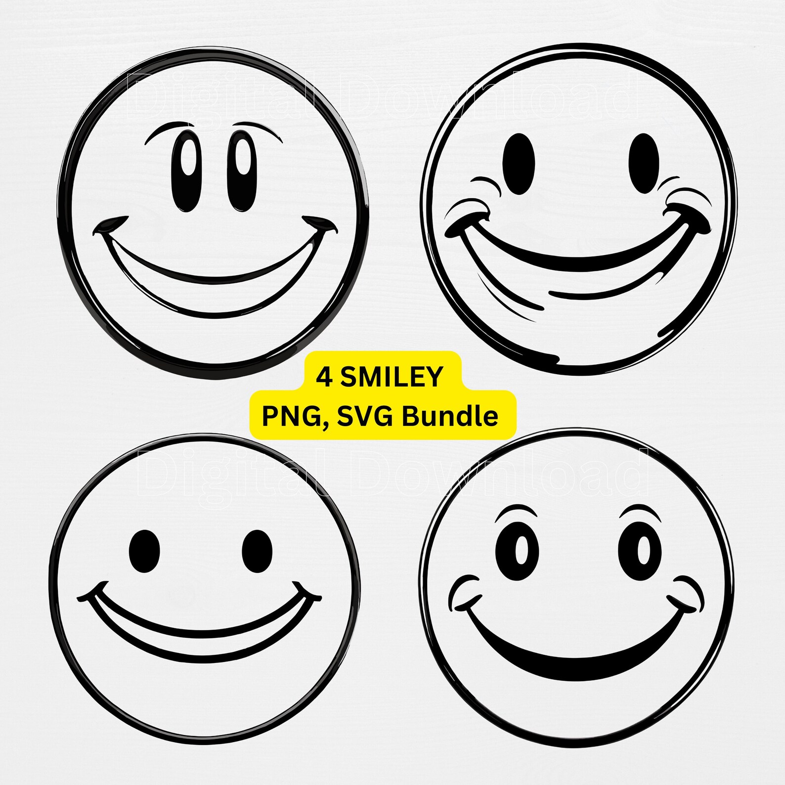 Smiley Face Svg Png Bundle, Smiling Face Cut File, Drippy Smiley Svg ...