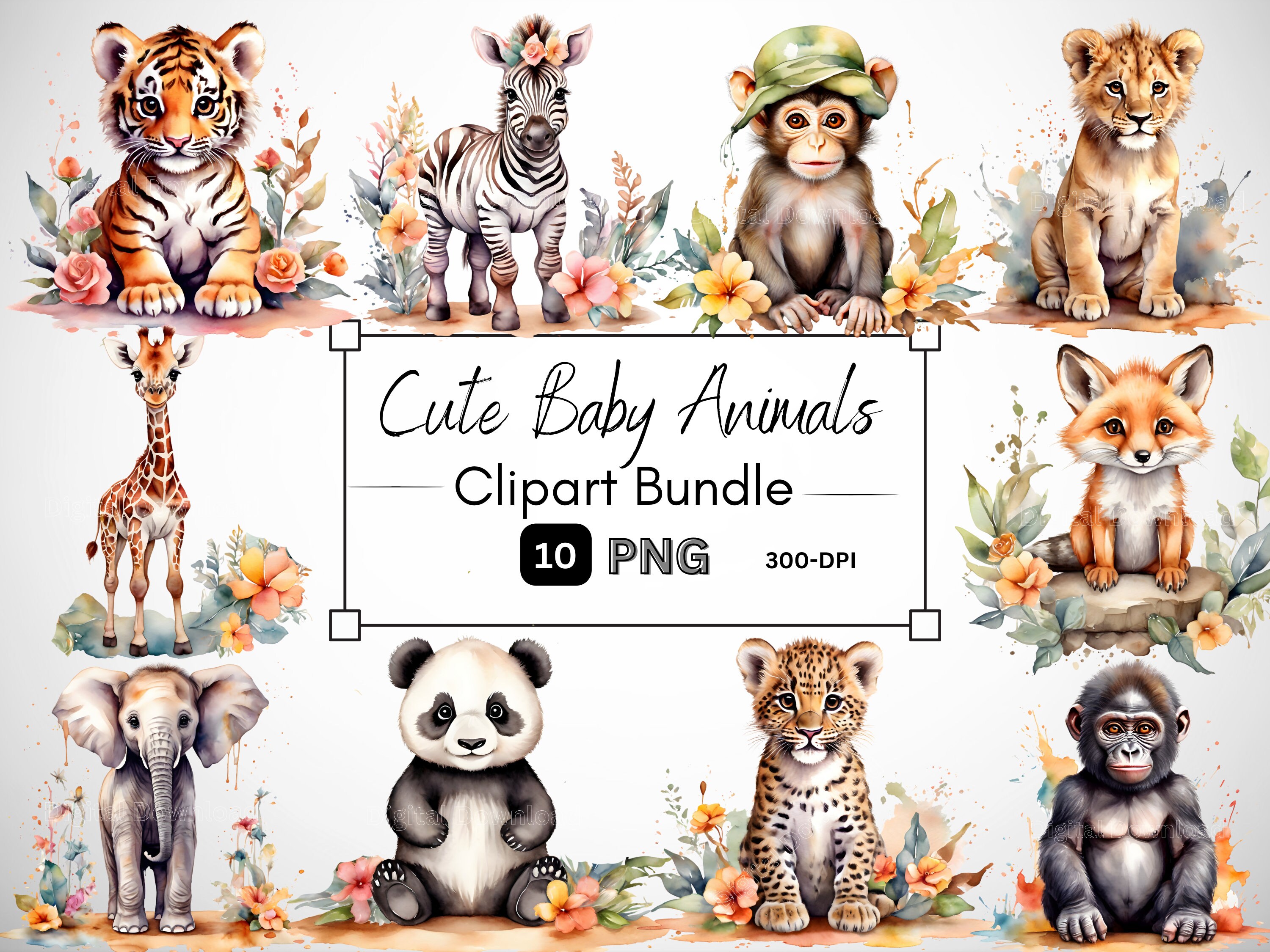 Cute Jungle Animals Clipart, Safari Baby Animal Png, Jungle Safari Png ...