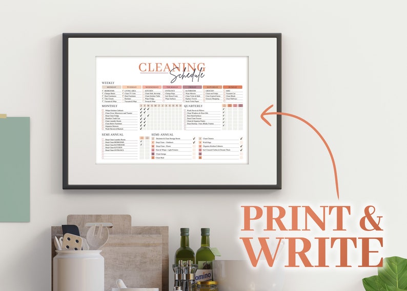 Customizable CLEANING SCHEDULE | Printable | Weekly, Monthly, Annual ...