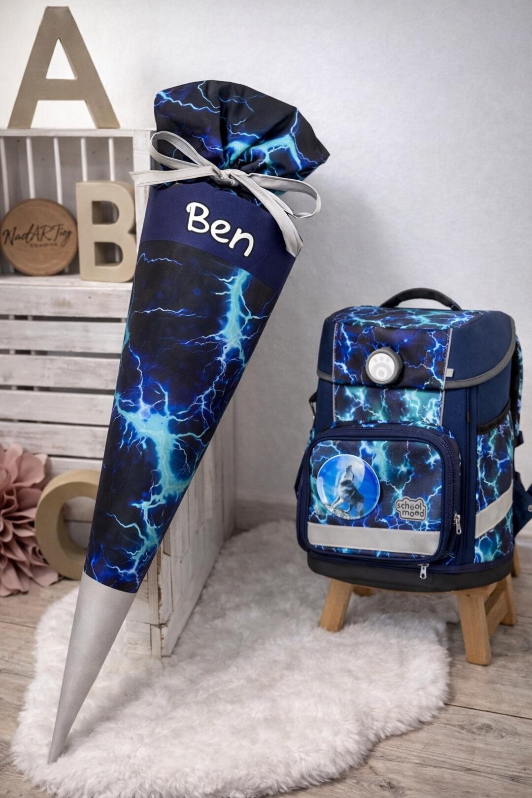 School Cone With Lightning Bolts, School-mood Felix, Blue and Black ...