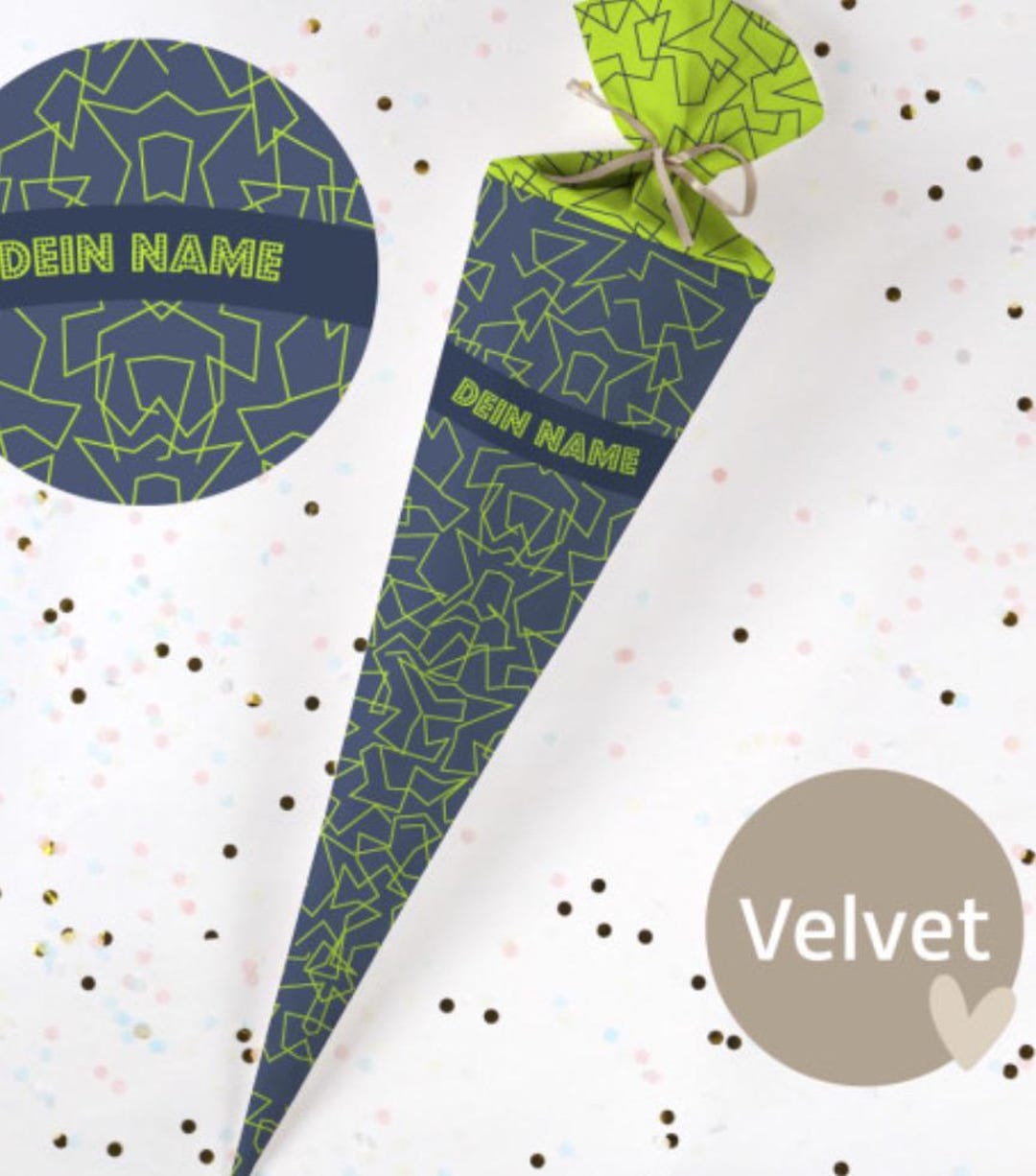 School Cone Green Geometric Lines | Green Geometric Step by Step Fabric ...