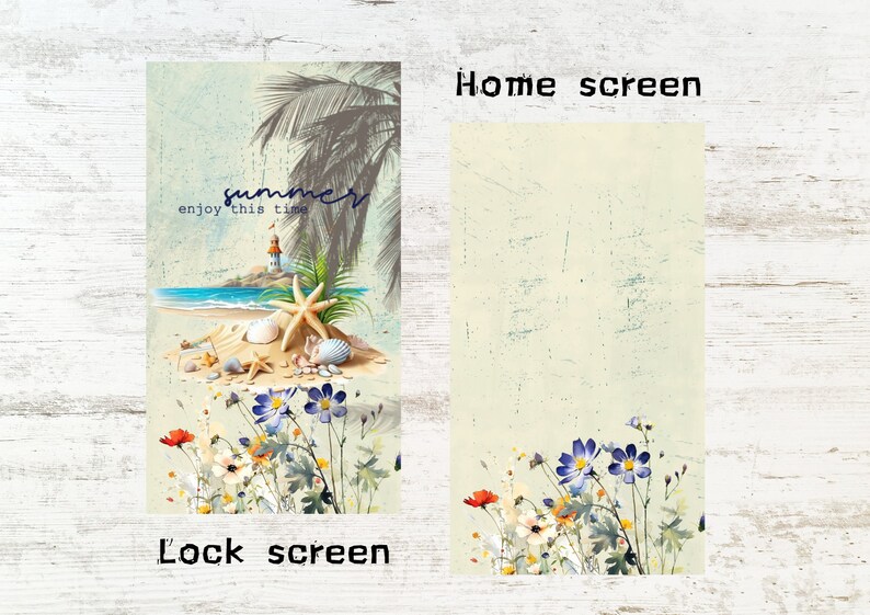 Handmade Summer Wallpaper Set Phone Lock Screen and Home Screen Digital ...