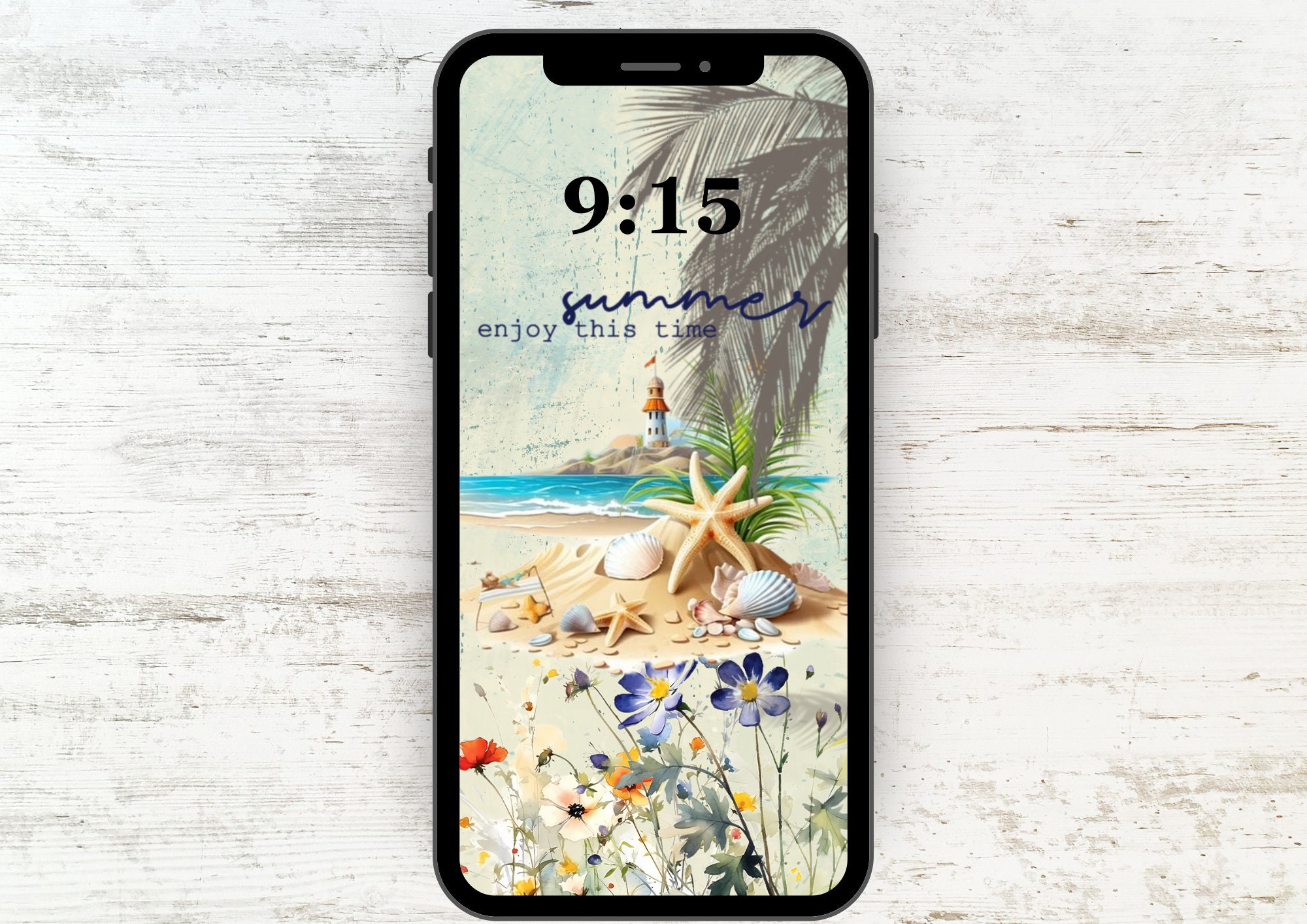 Handmade Summer Wallpaper Set Phone Lock Screen and Home Screen Digital ...