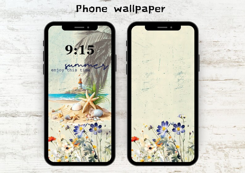 Handmade Summer Wallpaper Set Phone Lock Screen and Home Screen Digital ...