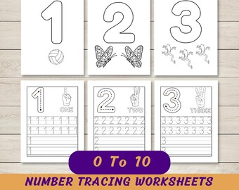 Preschool Numbers Tracing Worksheets,printable Kindergarten Number Word ...