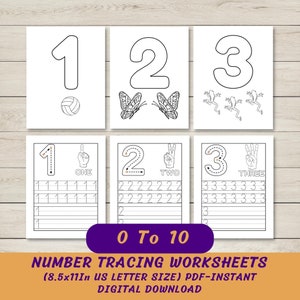 Number Tracing Worksheets for Preschool & Kindergarten Activities ...
