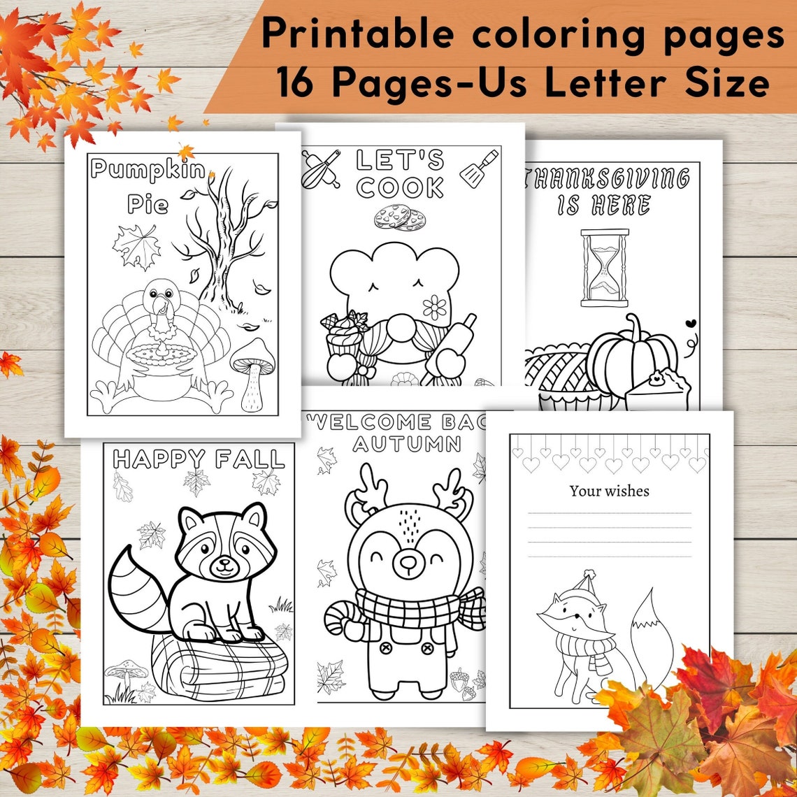 Thanksgiving Coloring Pages Fall Coloring Pages for Kids - Etsy