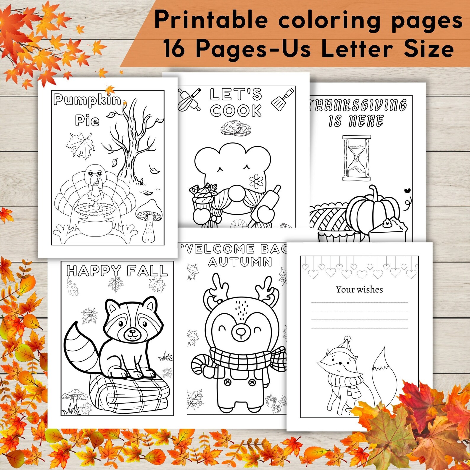 Thanksgiving Coloring Pages Fall Coloring Pages for Kids - Etsy